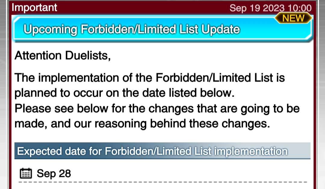 YGOrganization | [Duel Links] Forbidden & Limited List After the Kaiba Corp Cup