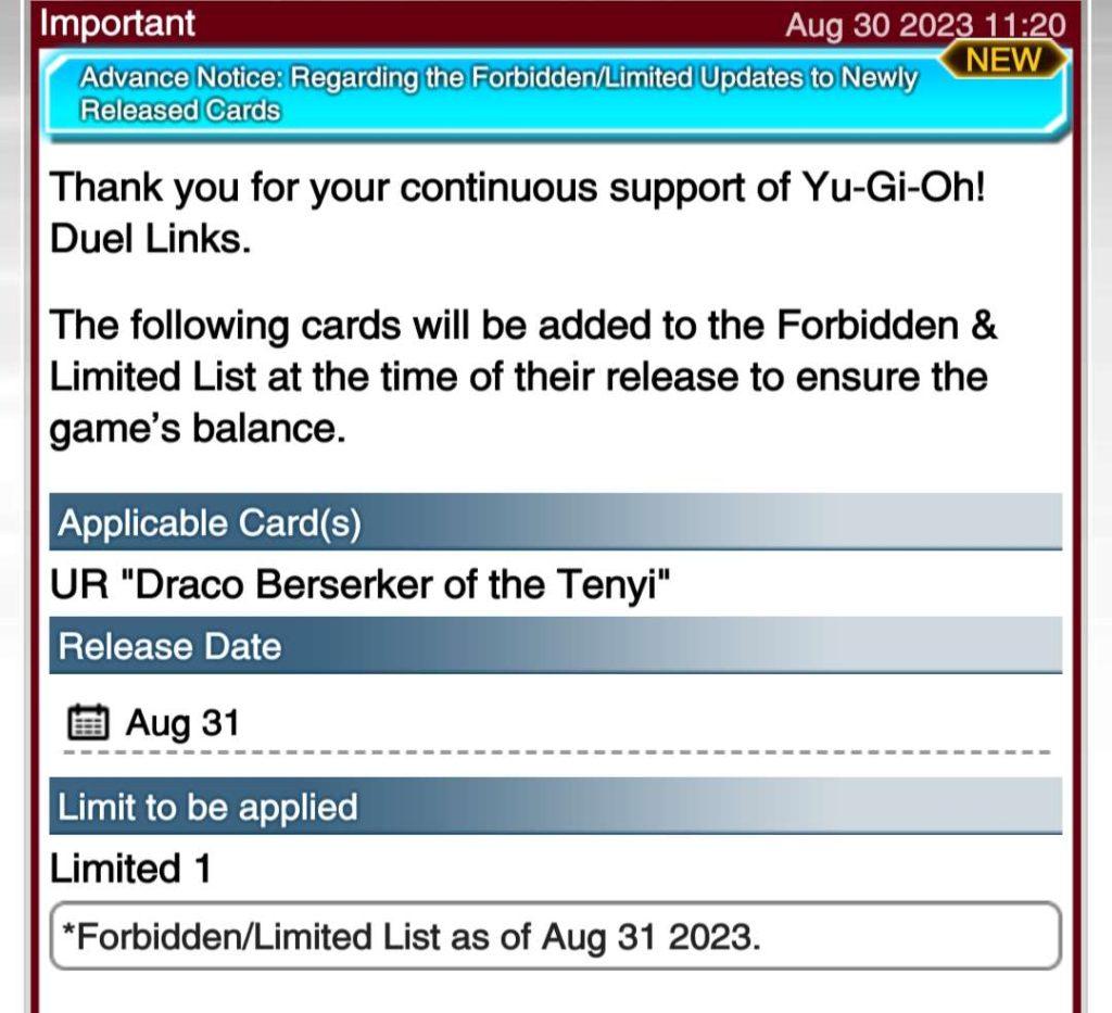 YGOrganization | [Duel Links] Special Set: UR Draco Berserker of the Tenyi